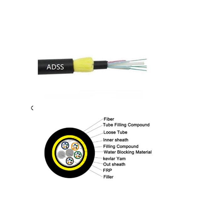 ISO9001 144 Threads Span 100m ADSS Fiber Optic Cable