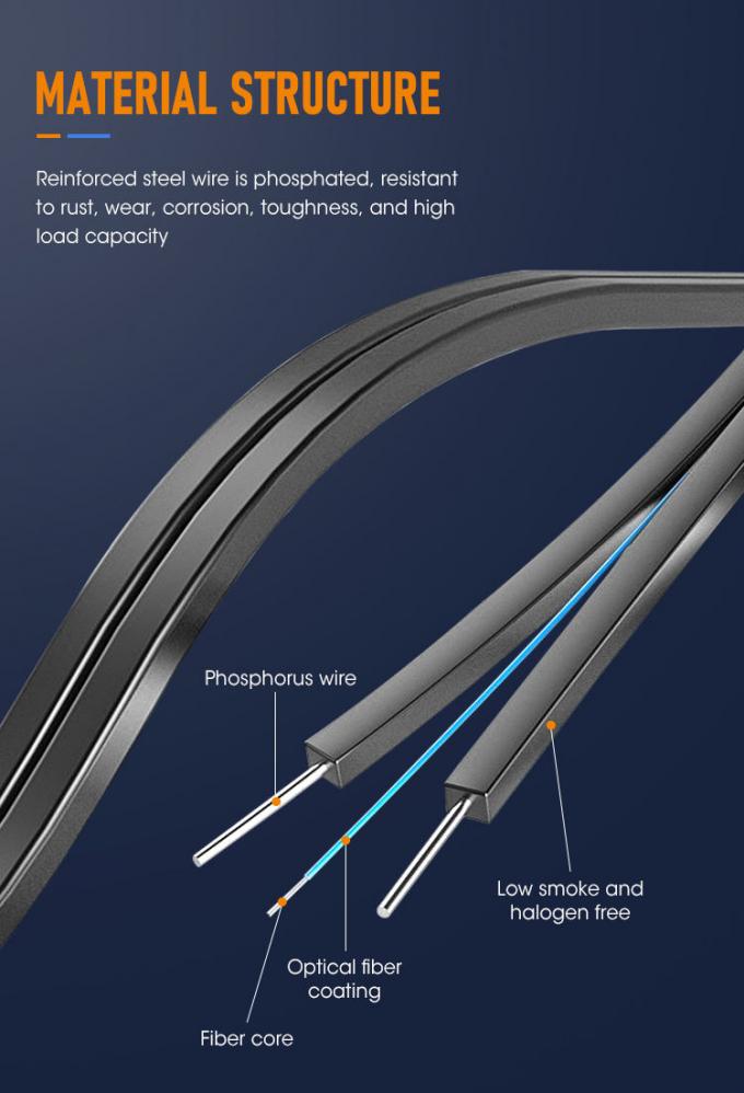 4 Core Single Mode G657 FTTH Fiber Optic Drop Cable