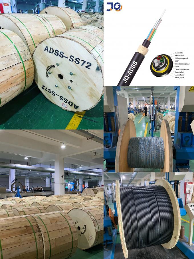 ADSS Fiber Optic Cable 24F 100M Span Aerial Fiber Optic ADSS Cable